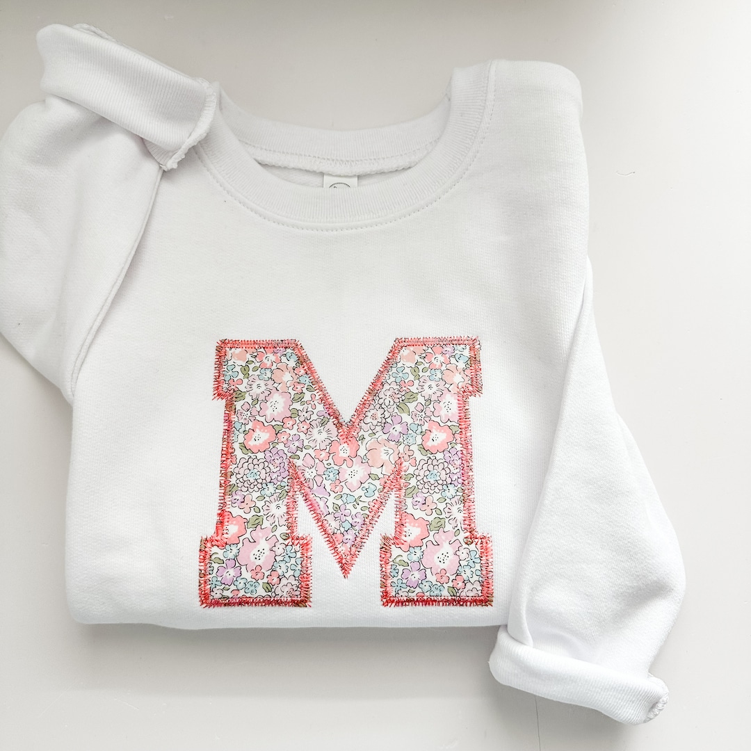 Toddler Custom Varsity Letter Appliqué Sweatshirt - Personalized ...