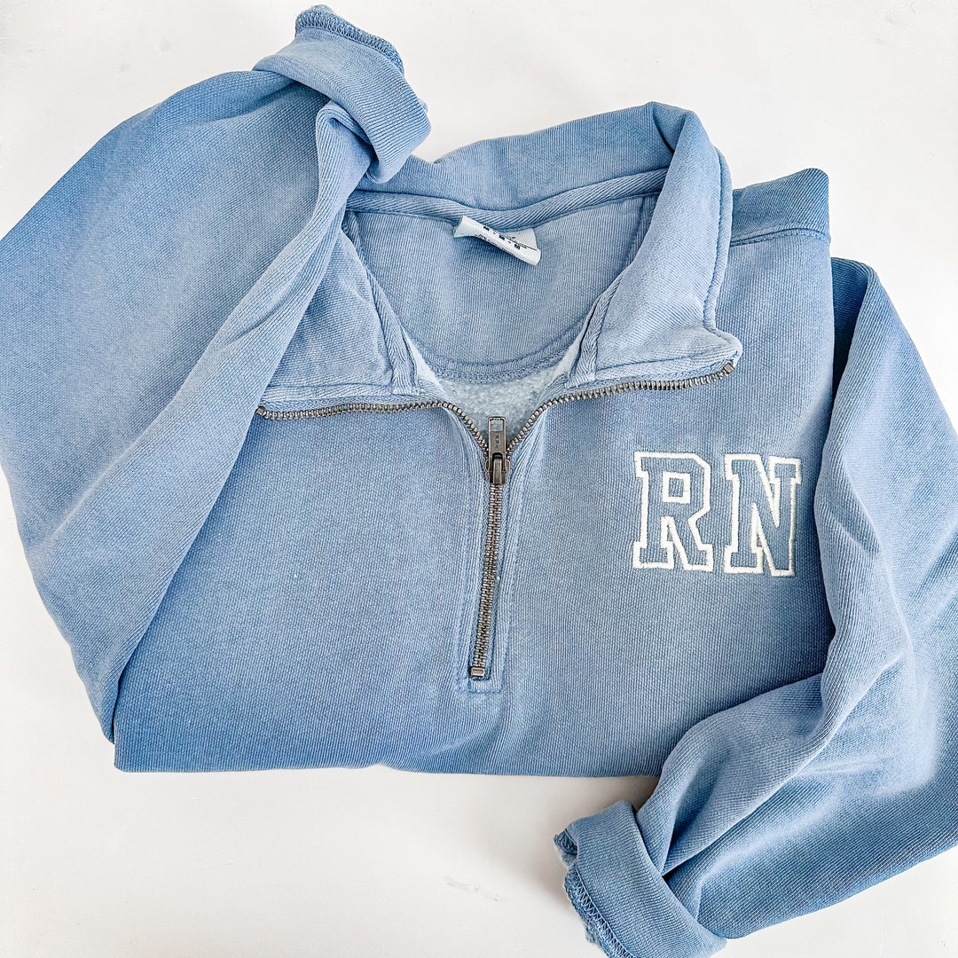 Comfort Colors Embroidered RN Quarter Zip Sweatshirt Sweater Pullover ...