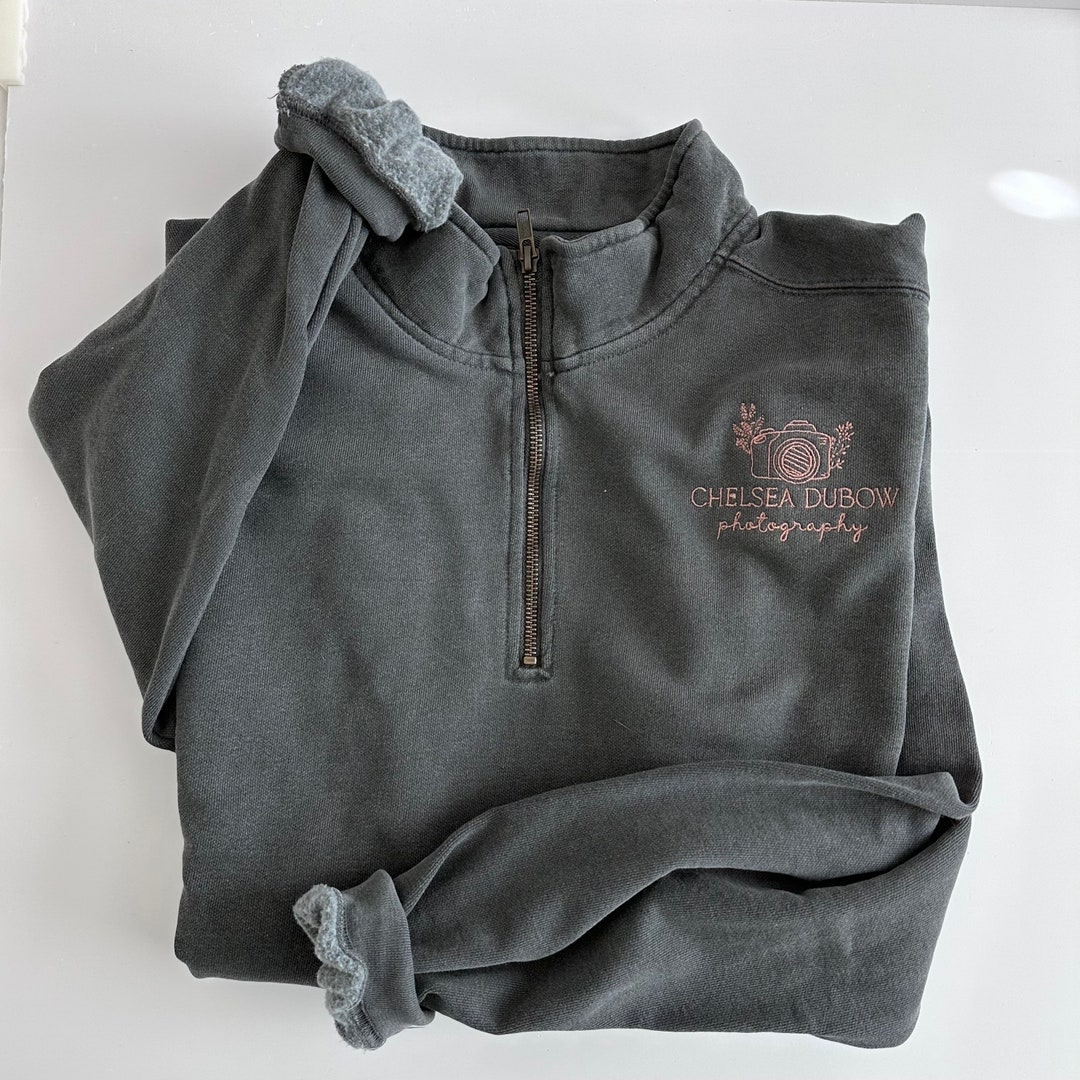 Comfort Colors Custom Logo Embroidered Quarter Zip Sweatshirt - Sweater ...