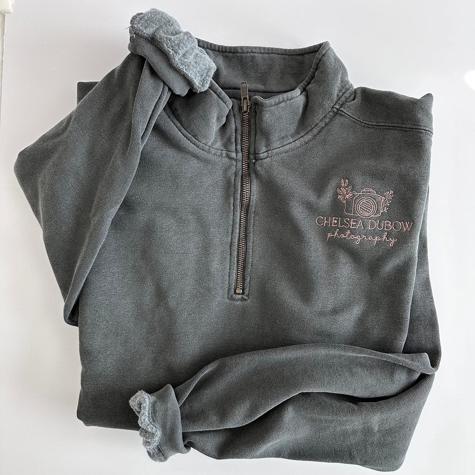 Comfort Colors Custom Logo Embroidered Quarter Zip Sweatshirt - Sweater ...