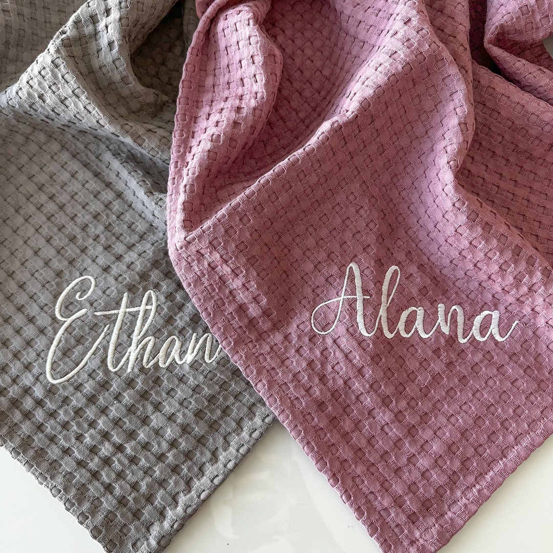 Custom Waffle Knit Embroidered Baby Blanket - Personalized Baby Gift ...