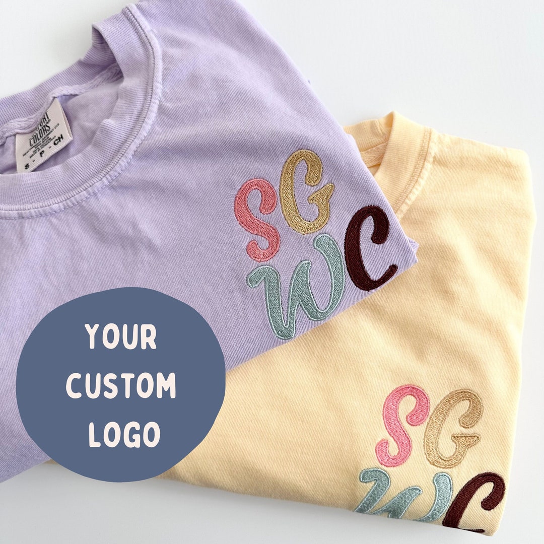 Comfort Colors Custom Embroidered Logo T Shirt - Business Logo ...