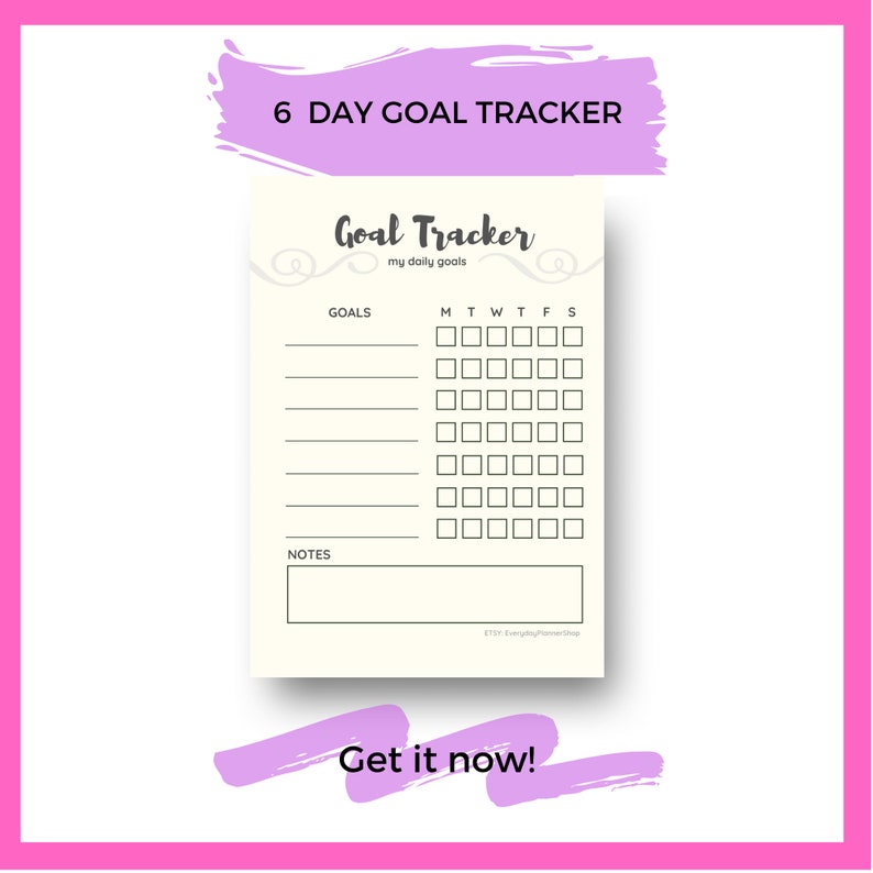 Daily Goal Tracker Printable Goal Worksheets Goal Setting | Etsy