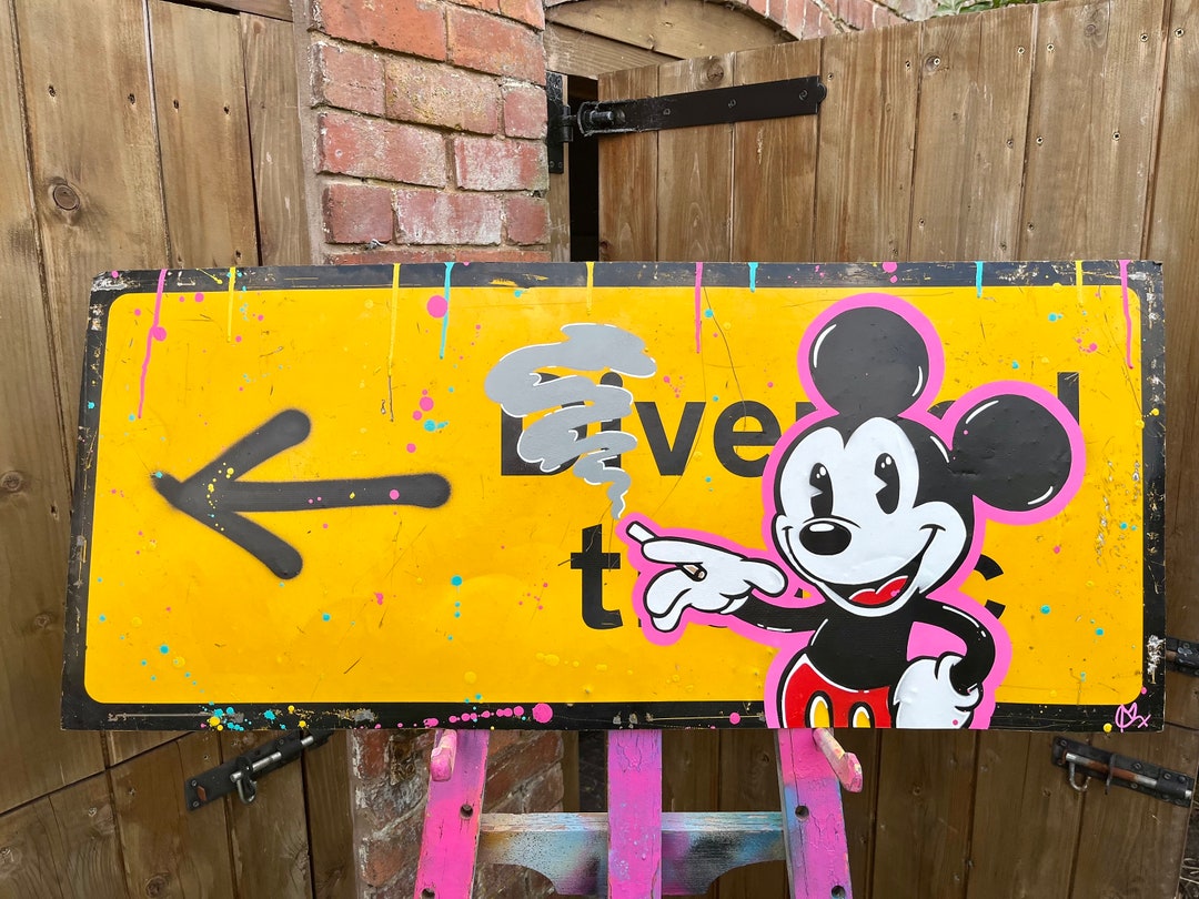 Mickey Mouse on Found Road Sign - Etsy