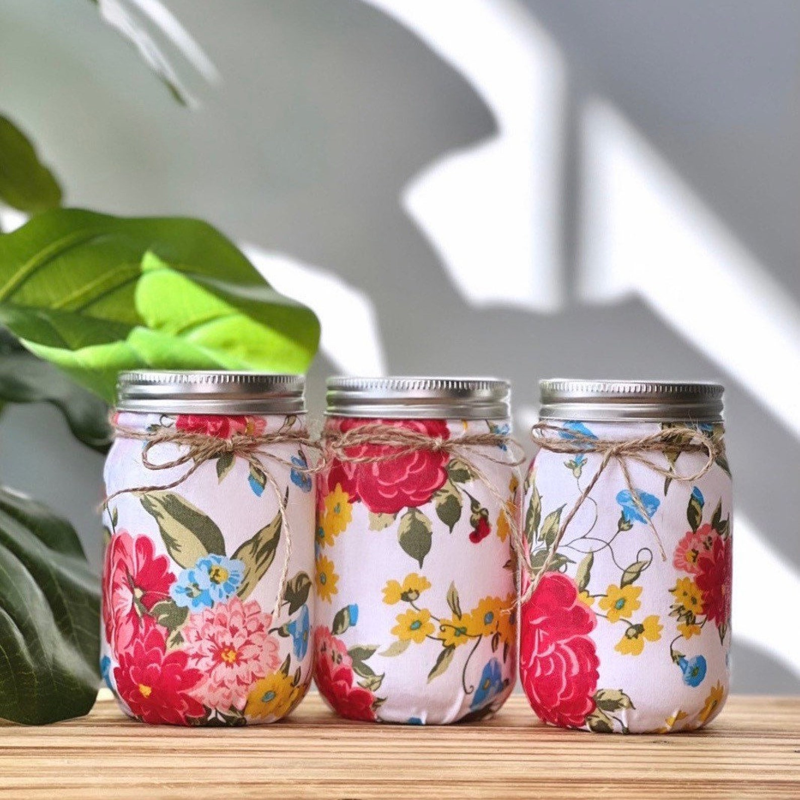 Floral Mason Jar Spring Home Decor Centerpiece With Flowers - Etsy