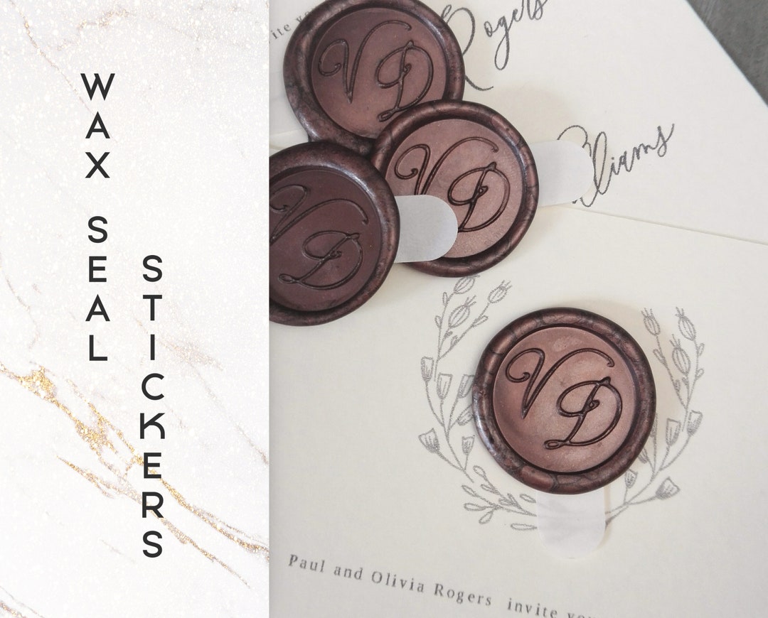 Custom Monogram Wax Seal Stickers, Wedding Crest Custom Wax Seal ...