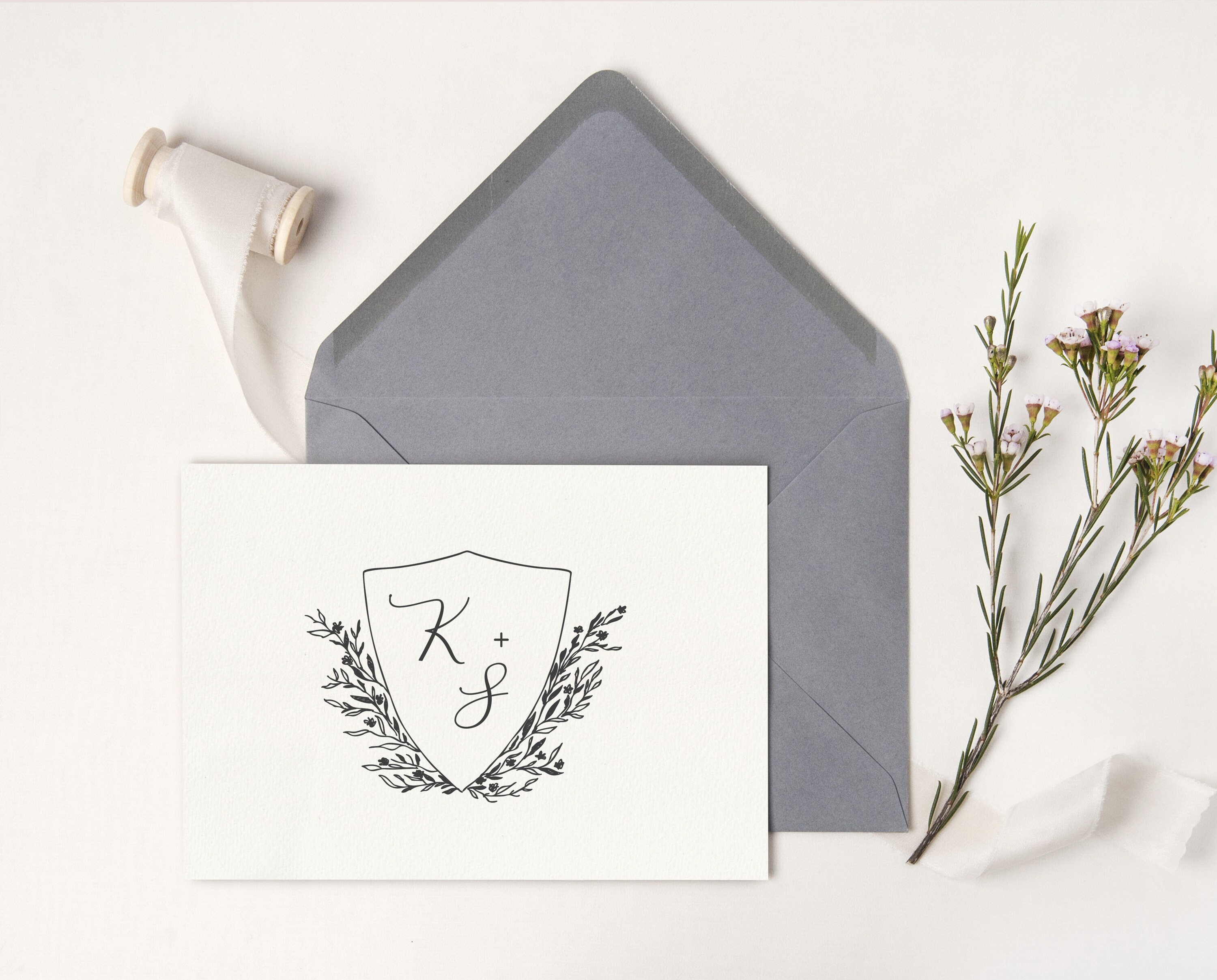 Wedding Crest Design Kit, Custom Wedding Monogram Design, Foliage ...