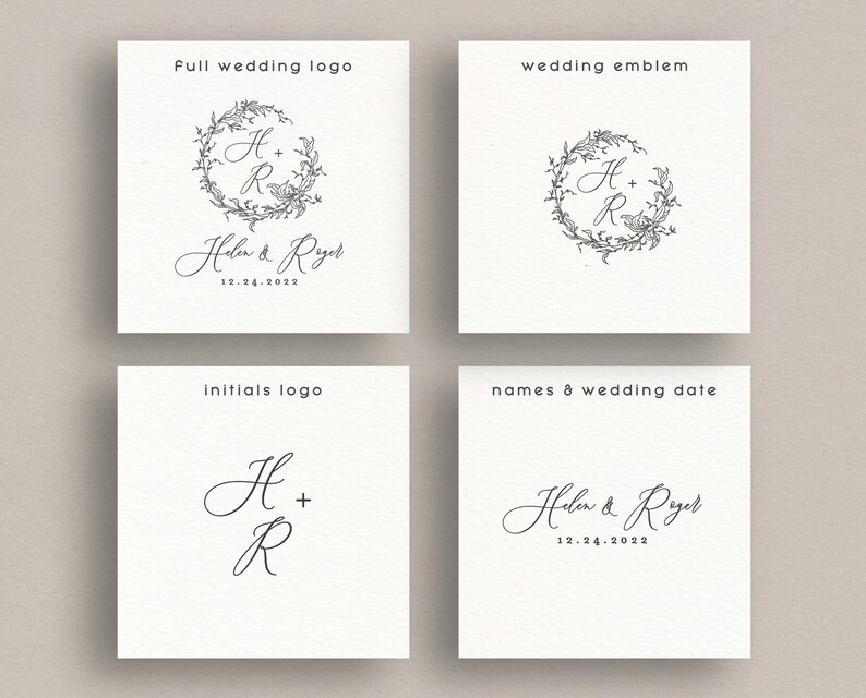 Hand Drawned Wedding Crest Design Kit, Botanical Wedding Monogram ...