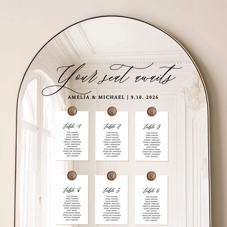 Our Favorite People Wedding Seating Chart Mirror Decal Wedding Mirror ...