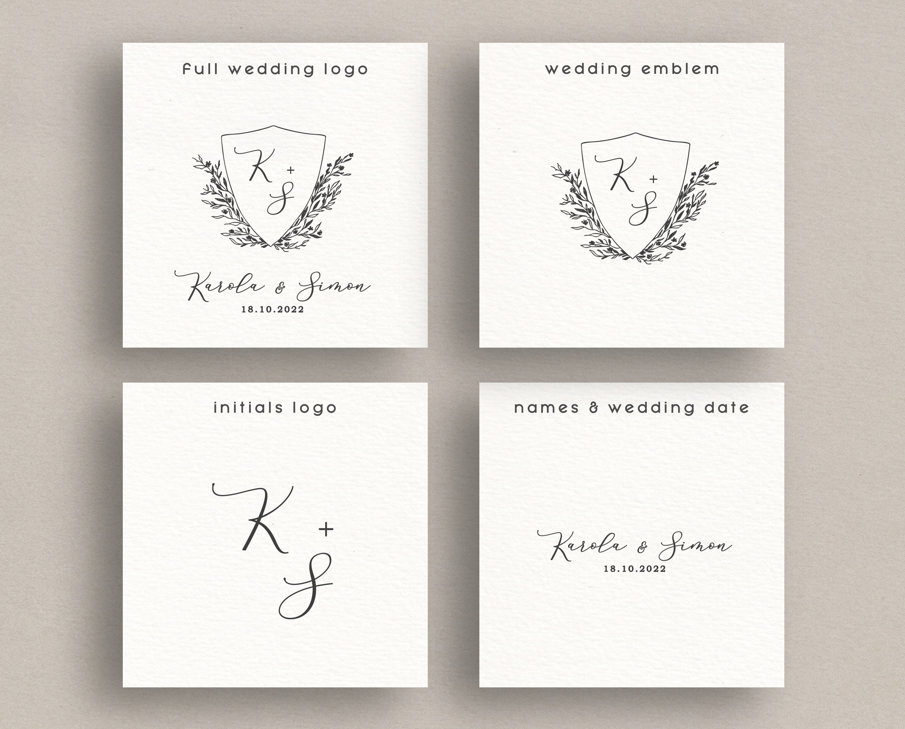 Wedding Crest Design Kit, Custom Wedding Monogram Design, Foliage ...
