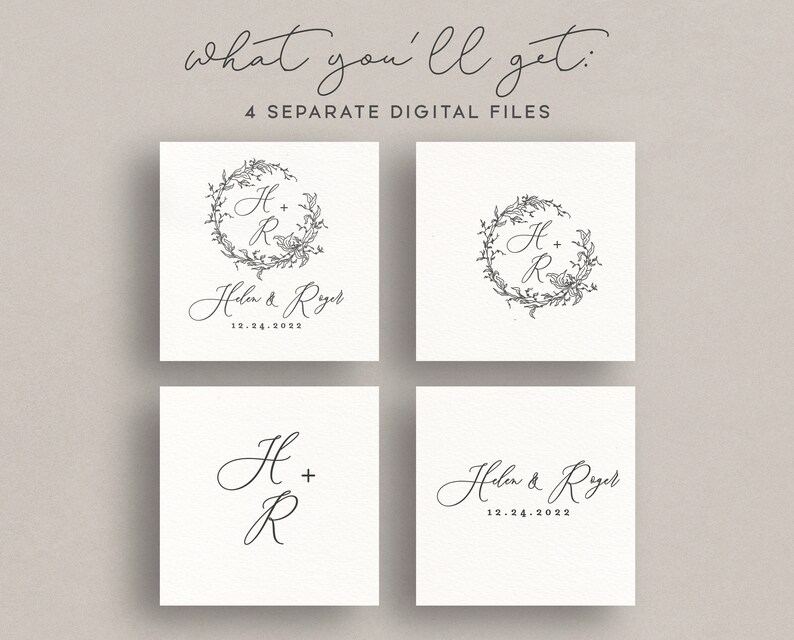 Hand Drawned Wedding Crest Design Kit, Botanical Wedding Monogram ...