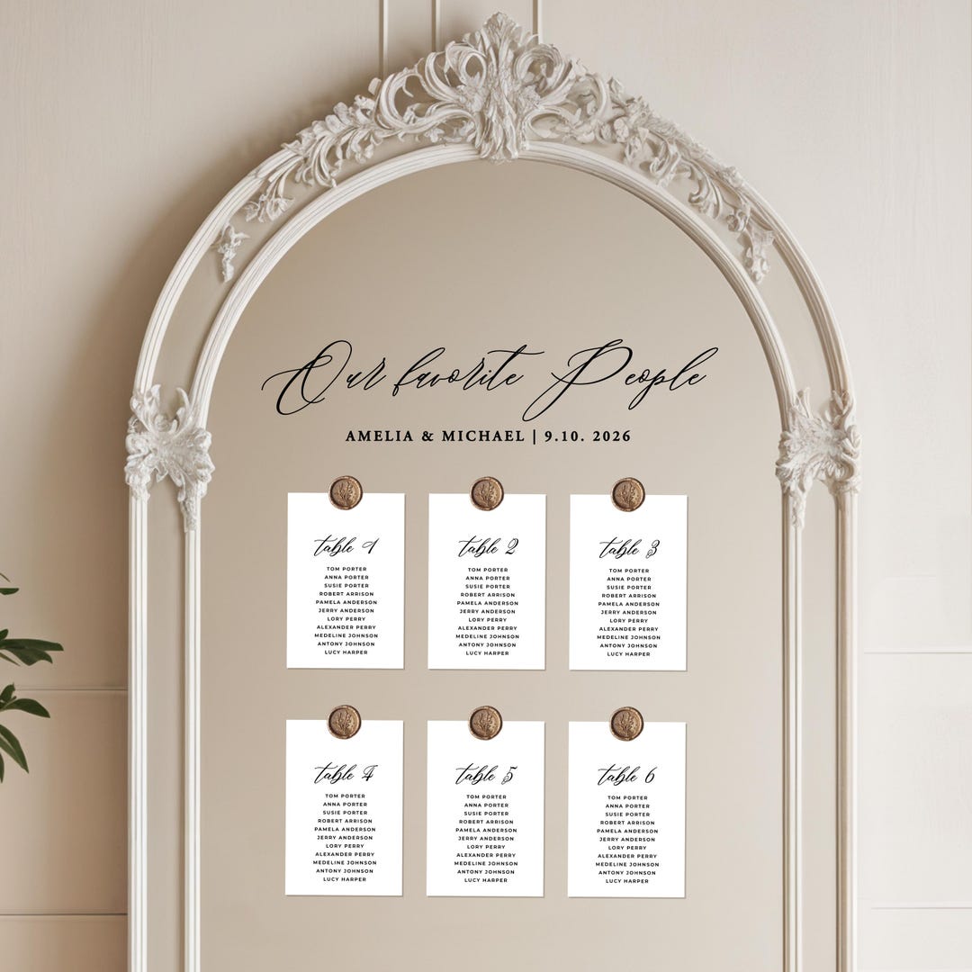 Wedding Seating Chart Mirror Decal Our Favorite People Wedding Mirror ...