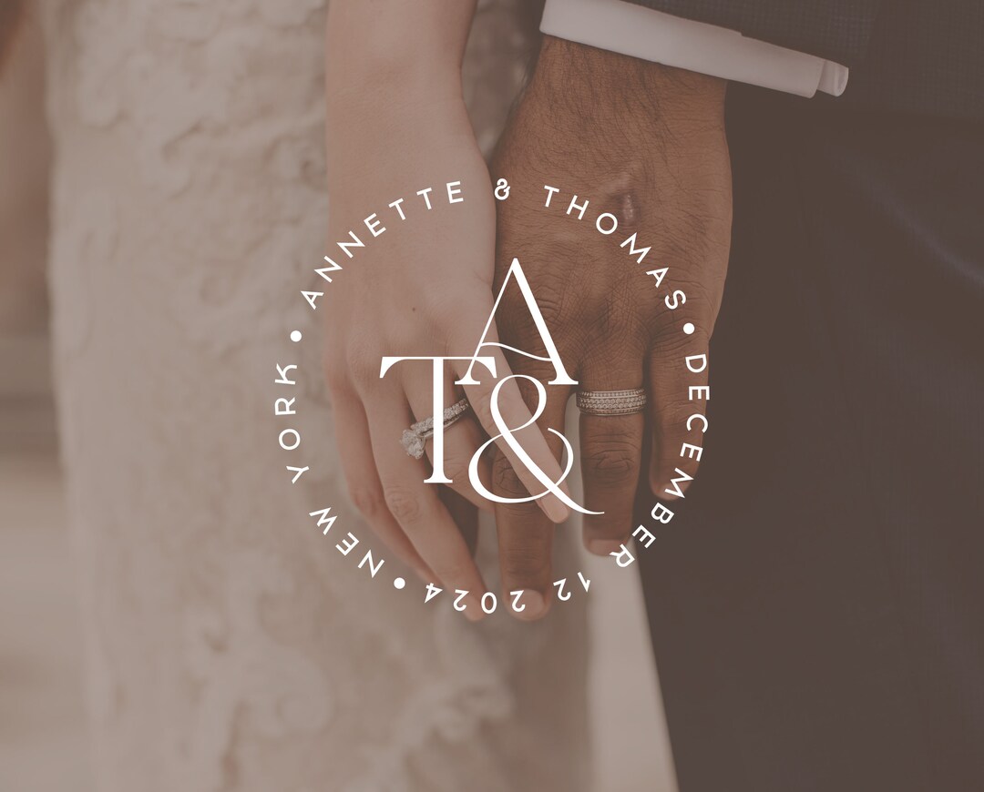 Modern Wedding Monogram, Minimalist Wedding Monogram, Typographic ...