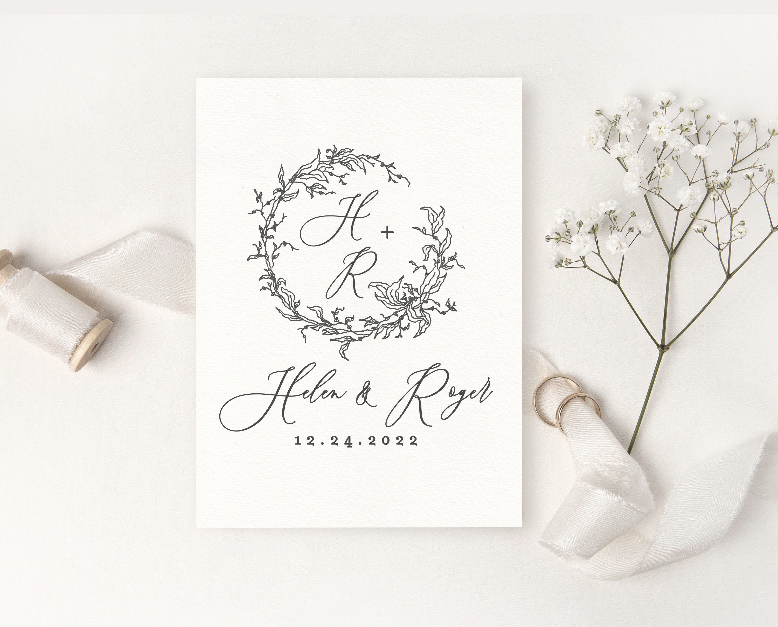 Hand Drawned Wedding Crest Design Kit, Botanical Wedding Monogram ...