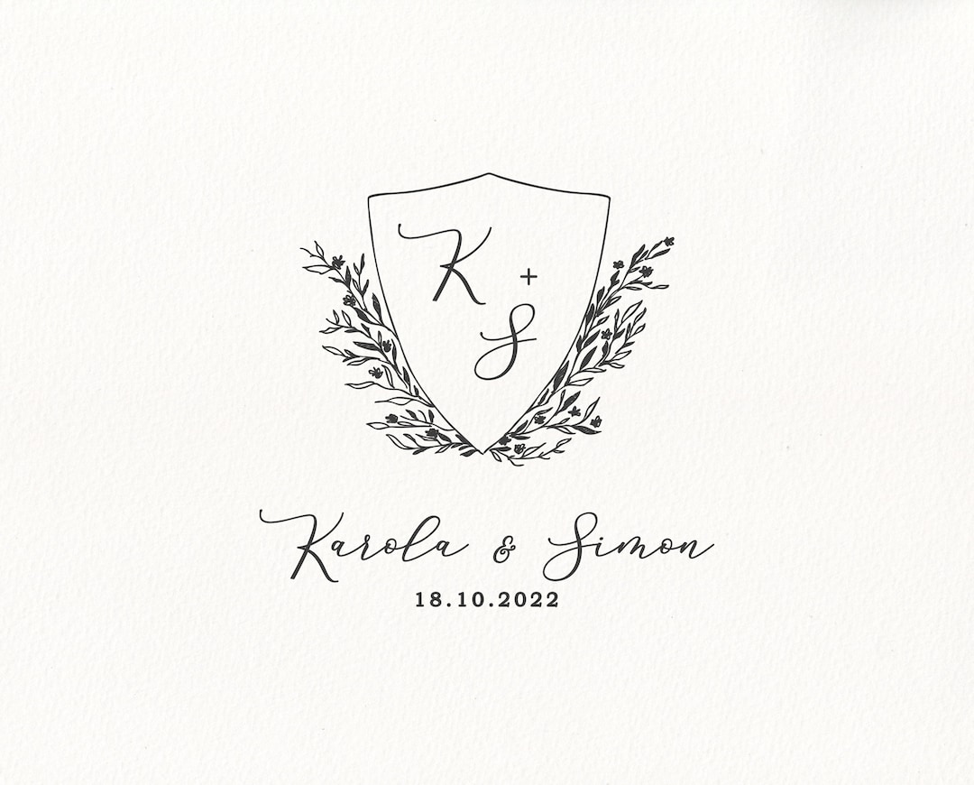 Wedding Crest Design Kit, Custom Wedding Monogram Design, Foliage ...