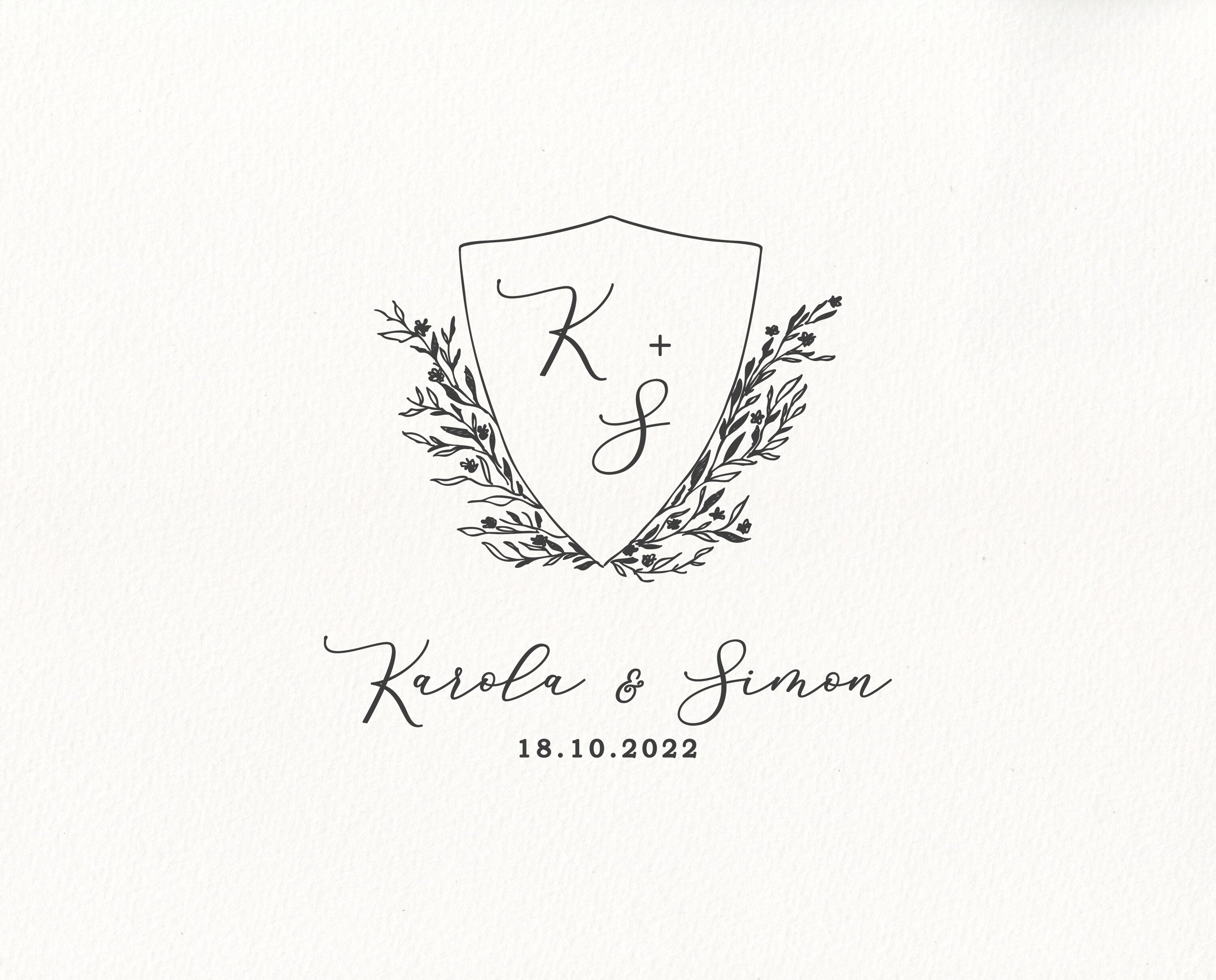 Wedding Crest Design Kit, Custom Wedding Monogram Design, Foliage ...