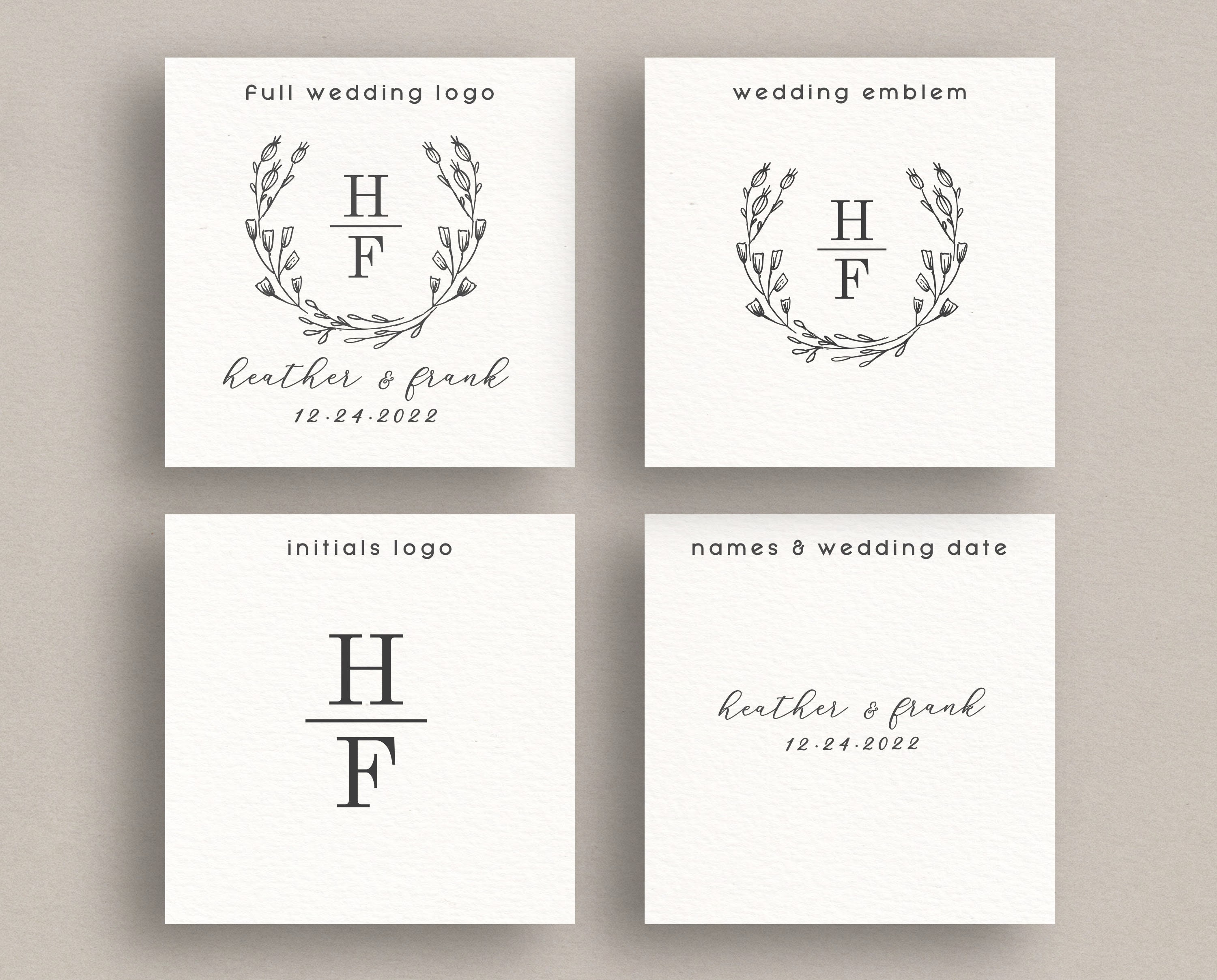 Wedding Crest Design Kit, Custom Wedding Monogram Design, Foliage ...