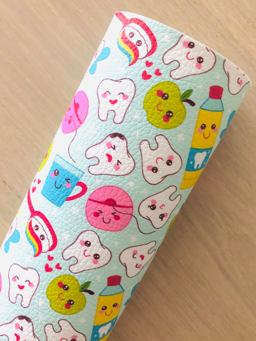 Tooth Faux Leather, Dental Items Faux Leather Sheet, Tooth Brushes ...