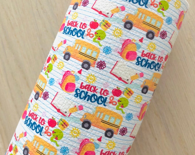 Back to School, School Bus, Backpack, Notebook, Apple, Printed Pebbled ...