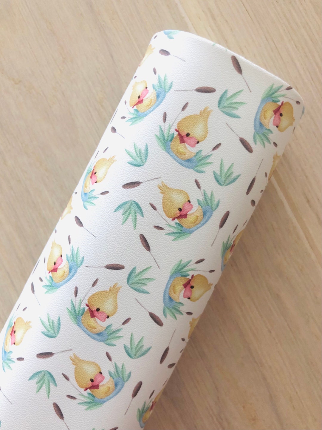 Cute Duck Faux Leather Sheet, Baby Duckling, Spring Craft Leather, Hair ...