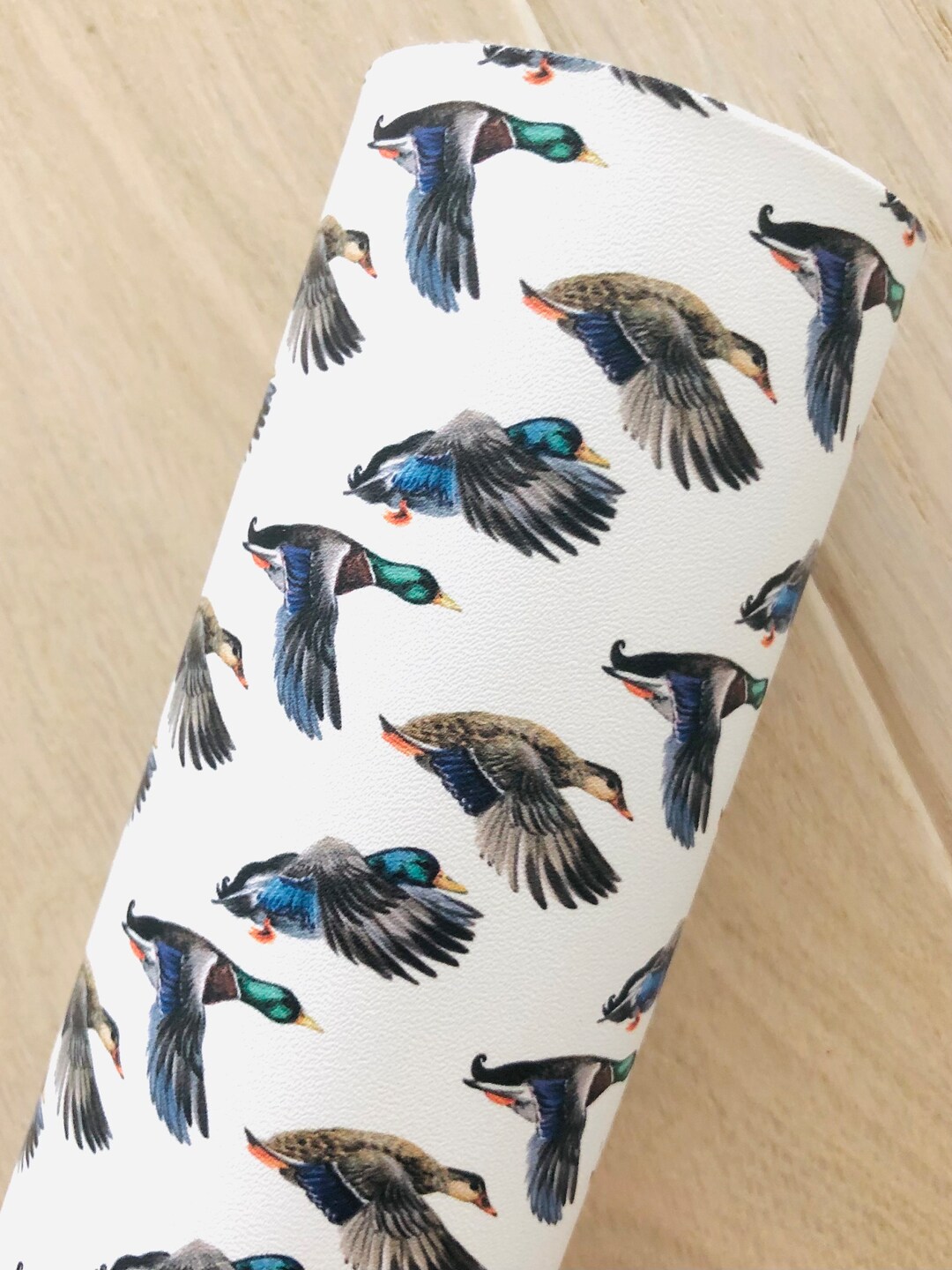 Watercolor Flying Ducks, Smooth Faux Leather, 12x8, 12x26, 12x52 - Etsy
