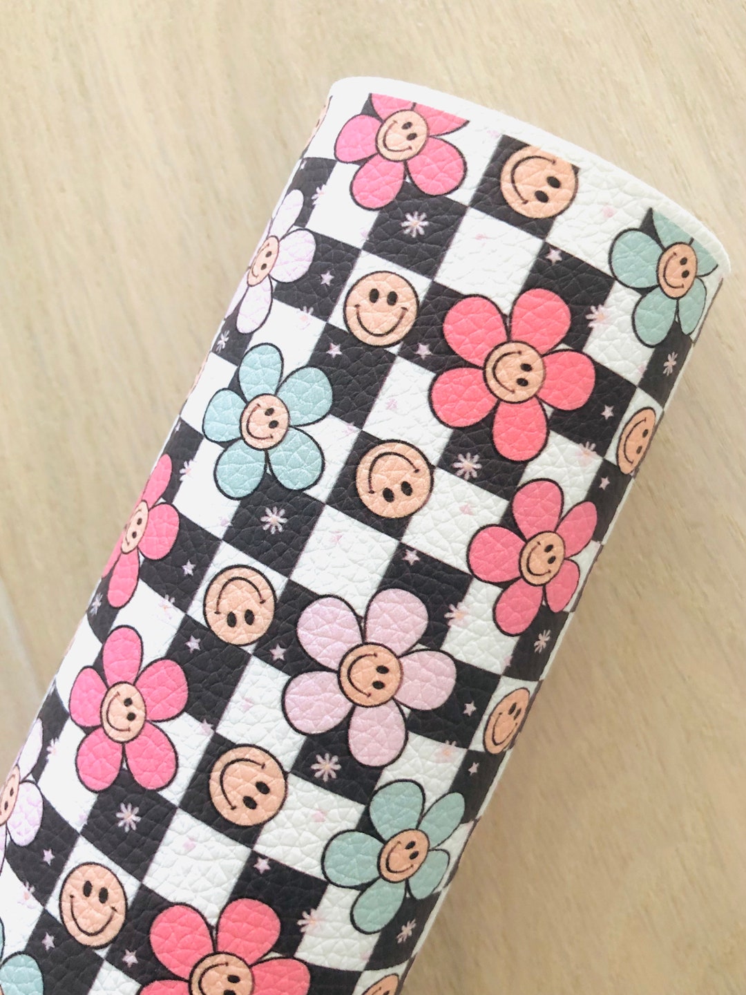 Smiling Face, Flowers and Black Checker Board, 12x8, 12x26, 12x52 - Etsy