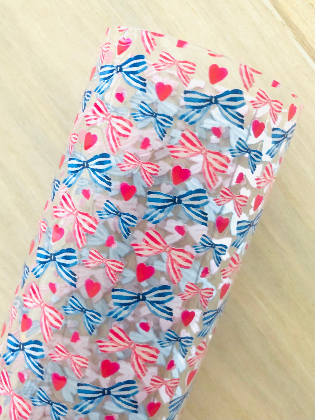 Red and Blue Bow Waterproof Clear Vinyl Jelly Sheet, 11.5x8, Pool Bows ...