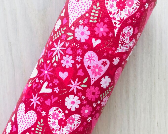 Floral Filled Heart Smooth Faux Leather, 12x8, 12x26 - Etsy
