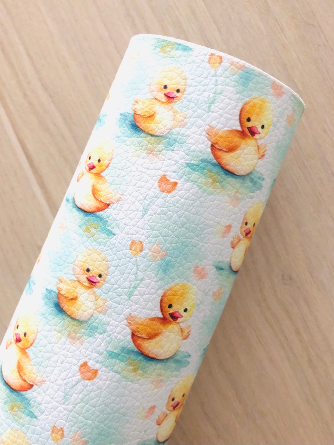 Ducks, Ducklings, Printed Pebbled Faux Leather, Materials for Making ...
