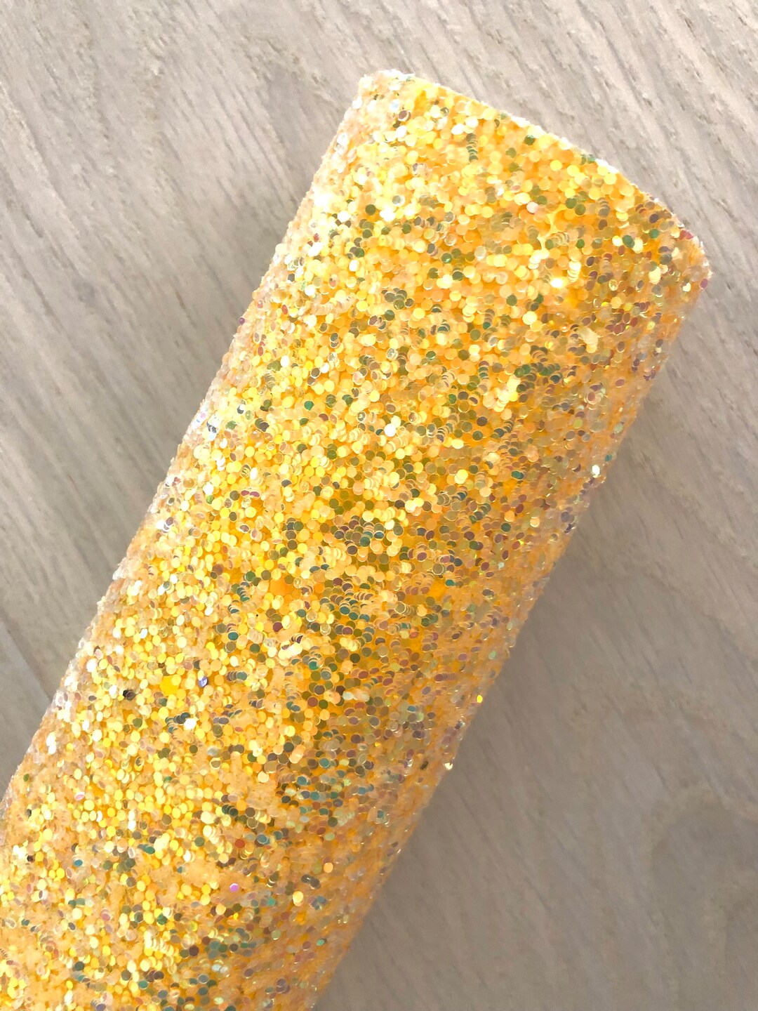 Yellow Glitter Fabric, Yellow Faux Glitter, Iridescent Yellow Chunky ...