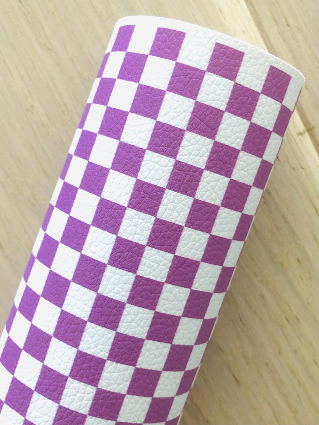 Checker Board, Purple Faux Leather, Lavender Faux Leather, Printed ...