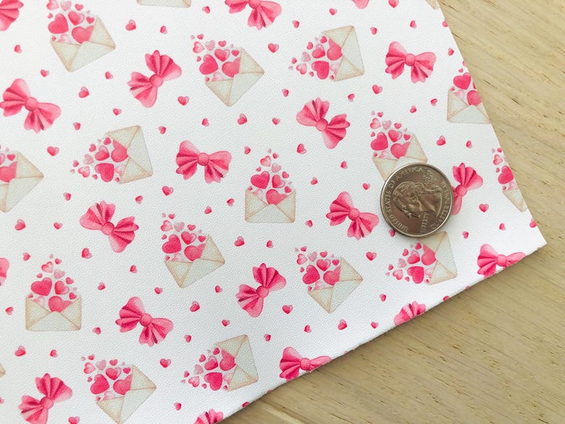 Pink Hearts, Pink Bows, Envelope, Smooth Faux Leather, 12x8, 12x26 ...