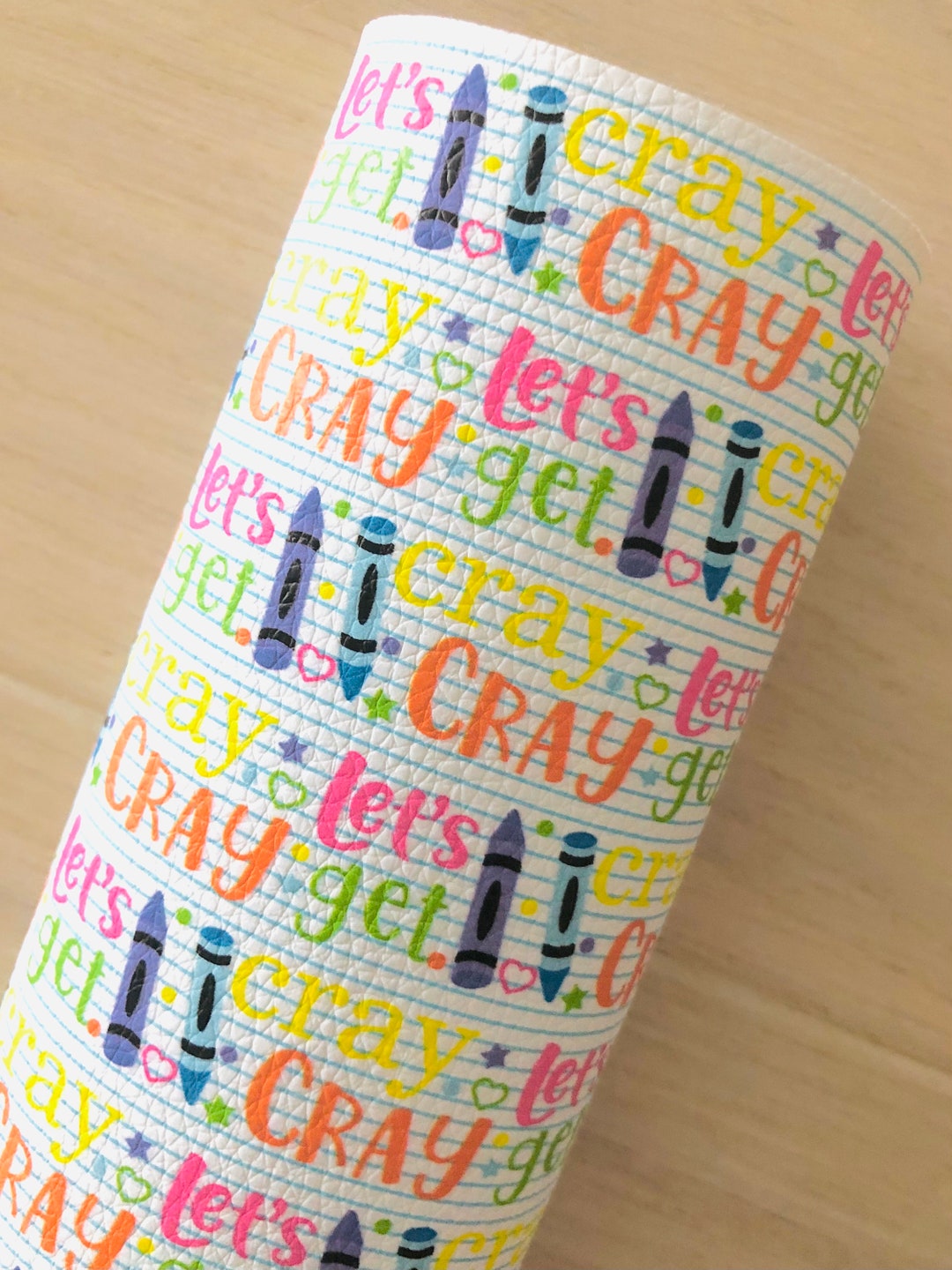 Crayons, Notebook Paper, School Elements, Stars, Printed Pebbled Faux ...