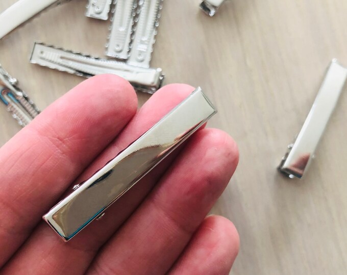 46mm, 1.7 Inch, Silver Alligator Clips With Teeth, Heavy Duty, Flat Top ...