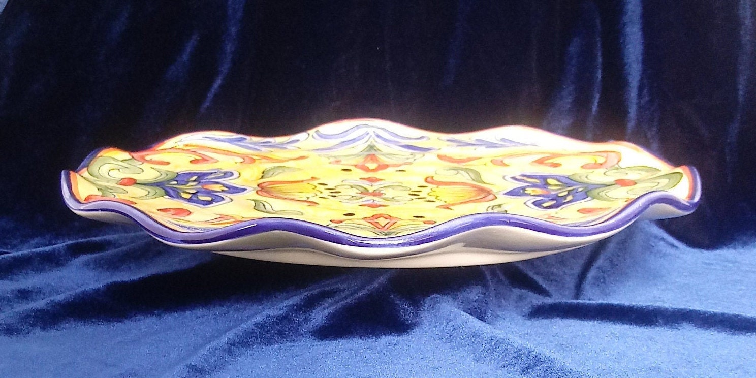 HAND PAINTED Maxcera Hand Painted Yellow Talavera Dinner | Etsy