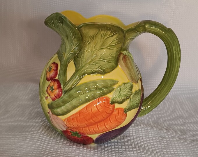 Vintage Multi Colored Andrea by Sadek Vegetable Embossed Pitcher Jay ...