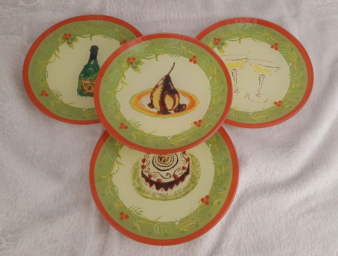 Set of 4 Back Hand Painted Glass Appetizer Dessert Plates - Etsy