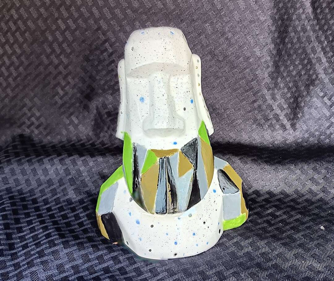 UGLY MOIA BUST! Handmade Hand Painted Moai Bust Easter Island Statue ...