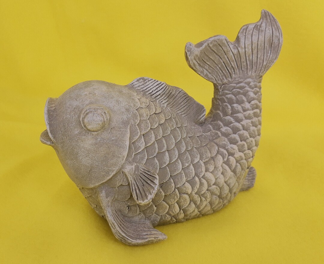 Light Gray Green Resin Garden Fish Tail up Mouth Open - Etsy