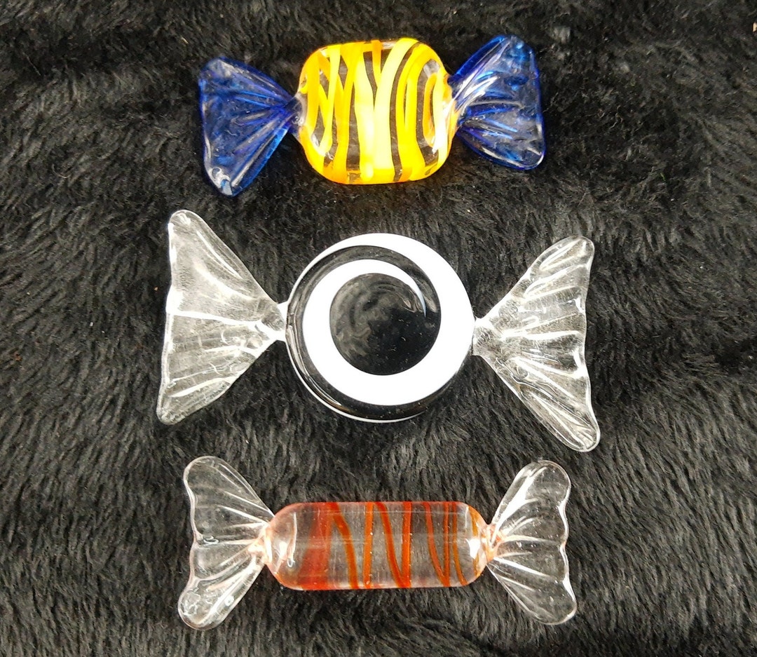 MURANO CANDY 3 Pieces Vintage Murano Decorative Blown Glass Wrapped ...