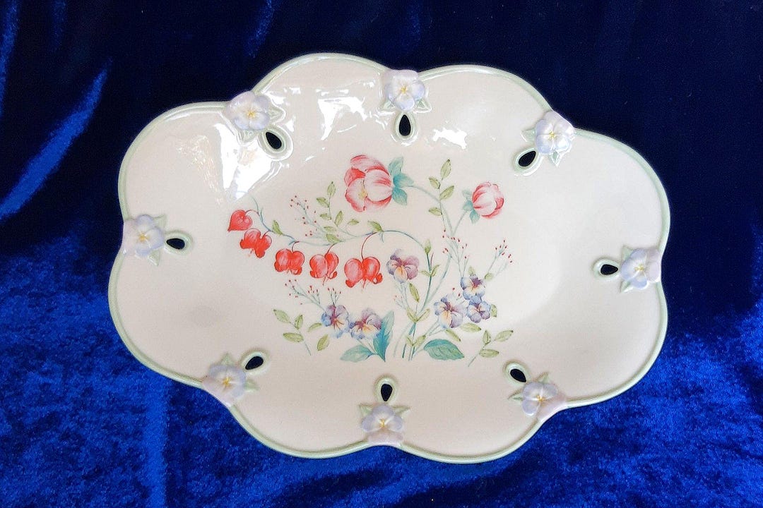 SPRING PLATTER! Vintage Oval Lenox Spring Bouquet Porcelain Platter ...
