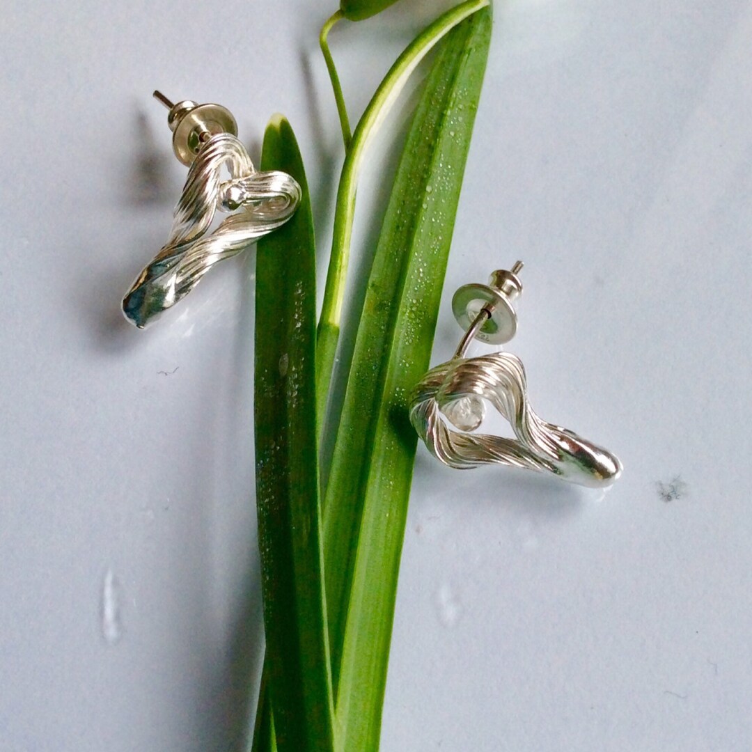 Entwined Heart Fine Silver Stud Earrings, Handmade Silver Heart ...