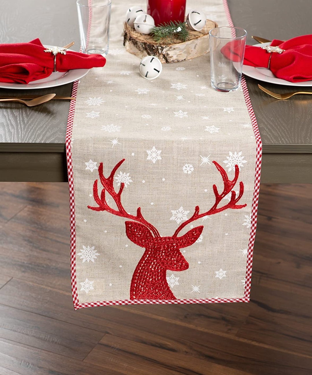 Christmas Table Runner Table Runner Reindeer Table Runner - Etsy