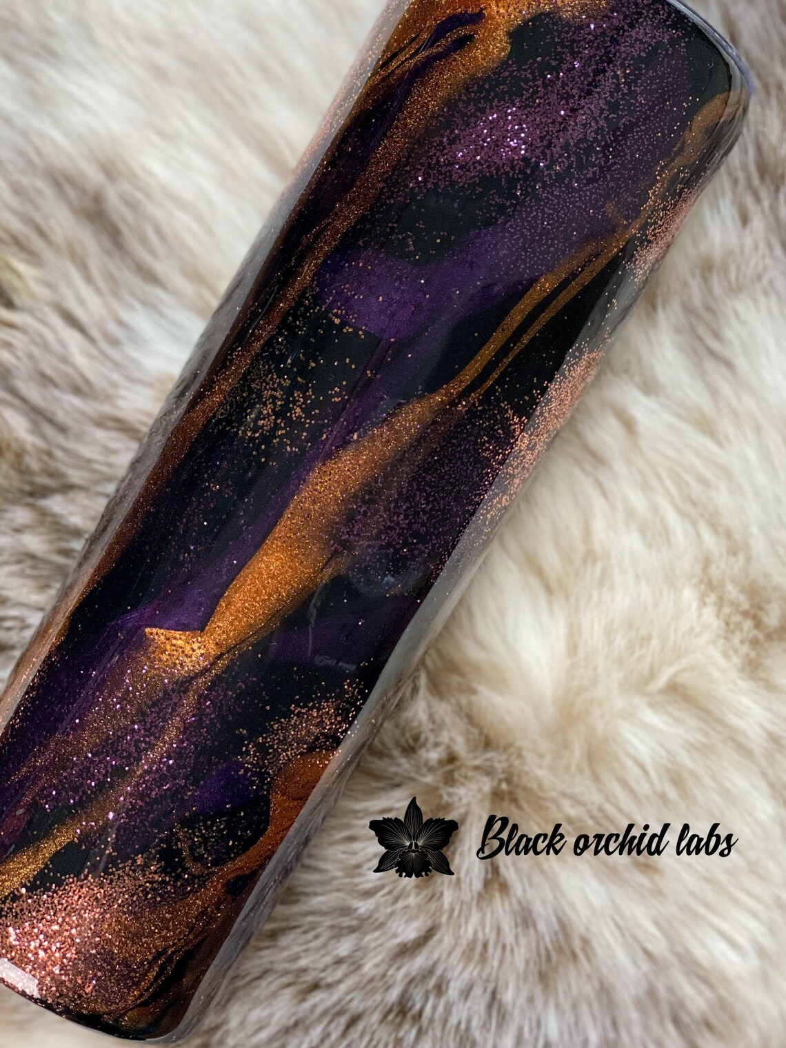 Purple and Copper Marble Glitter Tumbler Marble Travel Mug | Etsy