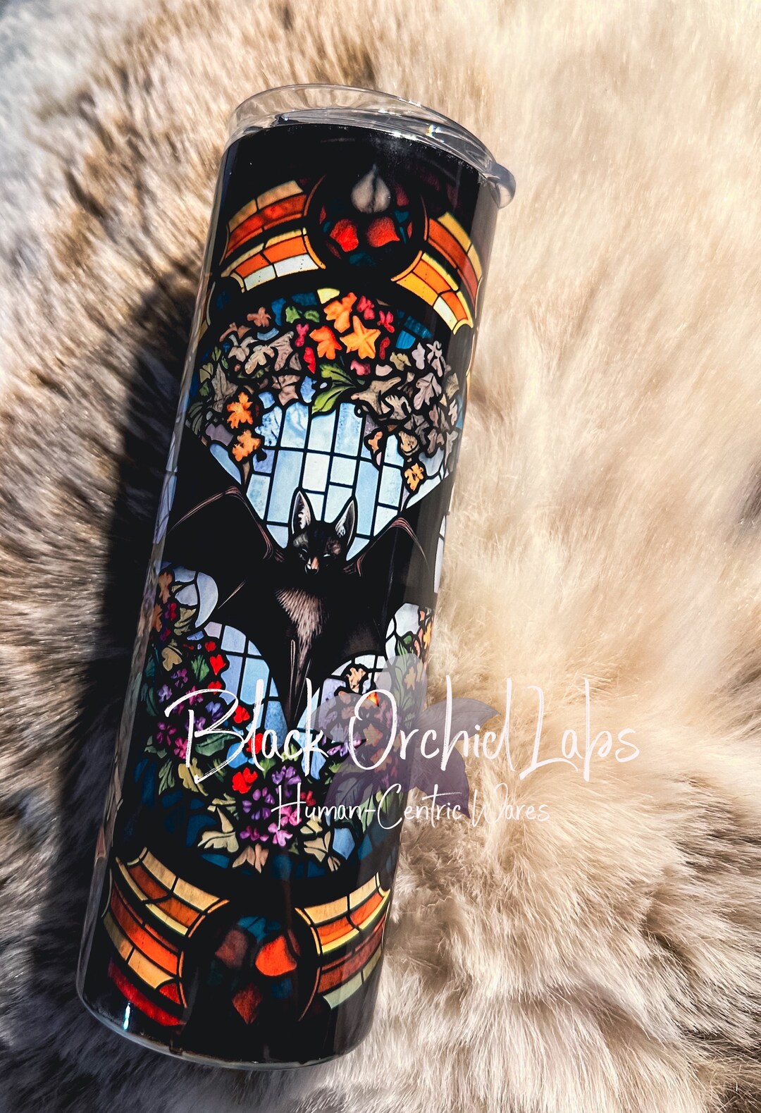 Stained Glass Goth Bat Tumbler, Dark Academia Travel Mug, Witch, Goth ...