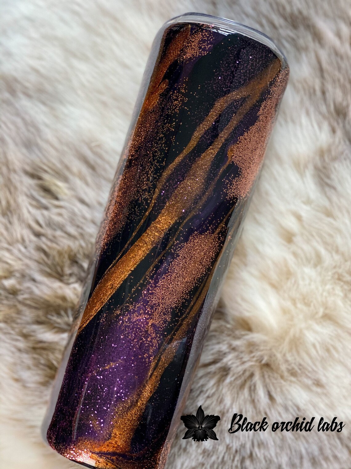 Purple and Copper Marble Glitter Tumbler Marble Travel Mug - Etsy