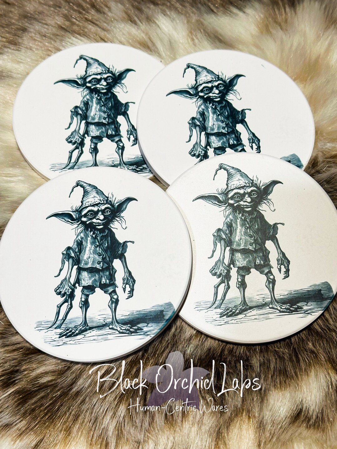 Gothic Elf Set of 4 Coasters, Dark Academia Coasters, Furniture and ...