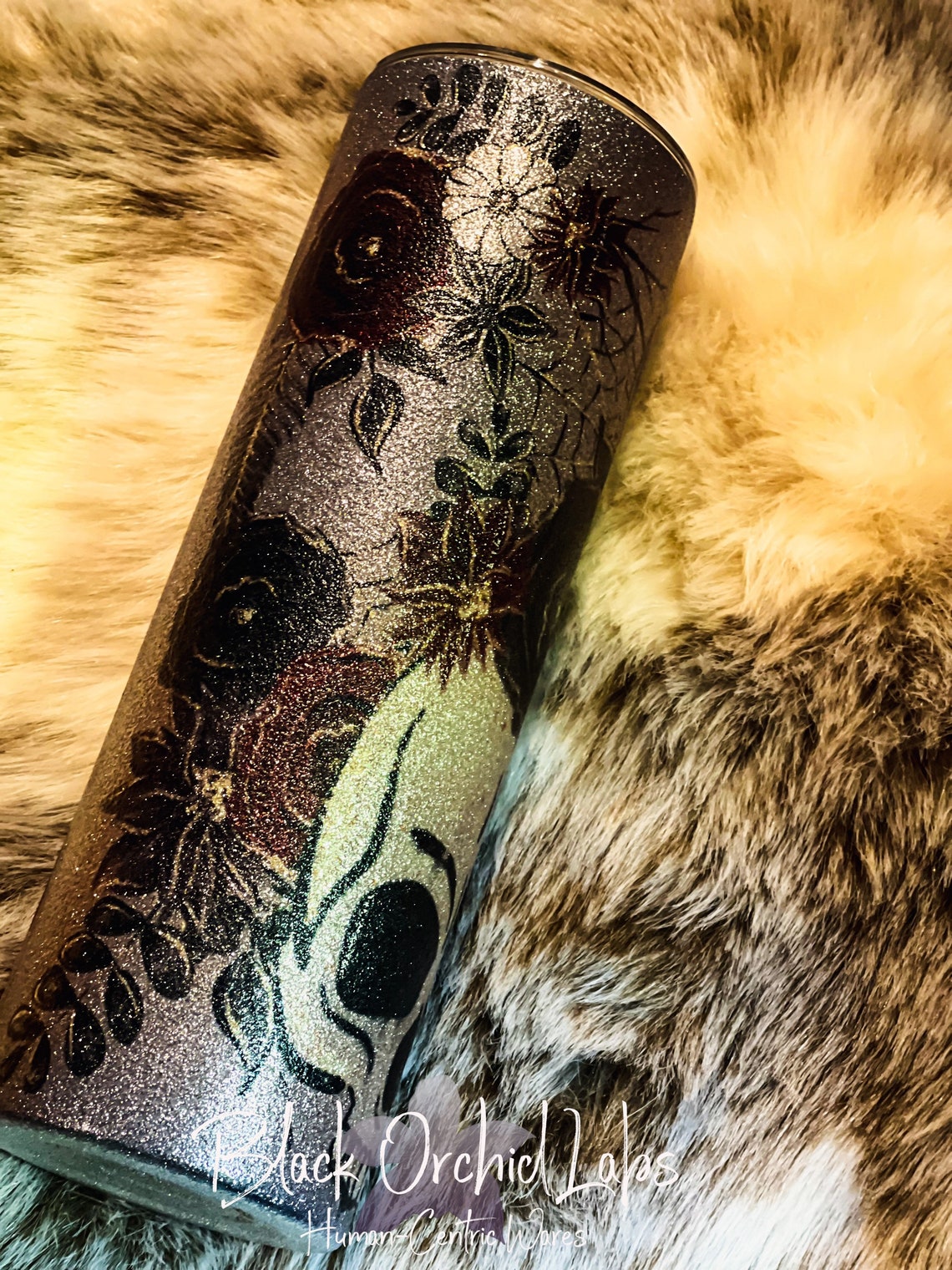 Dark Academia Cottagecore Skull Glitter Tumbler Goblincore - Etsy