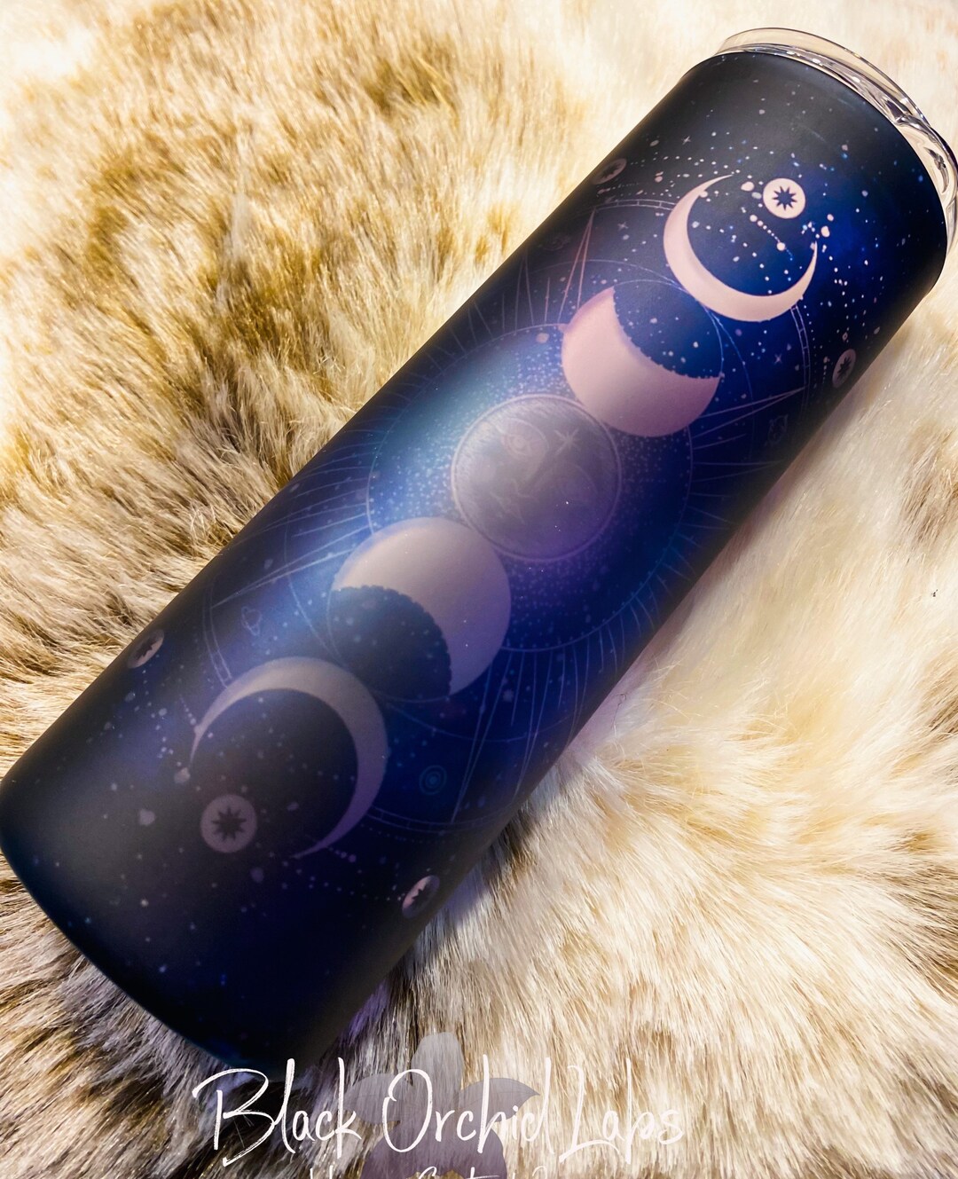 Moon Phases Glass Tumbler, Zodiac Travel Mug, Celestial Floral ...