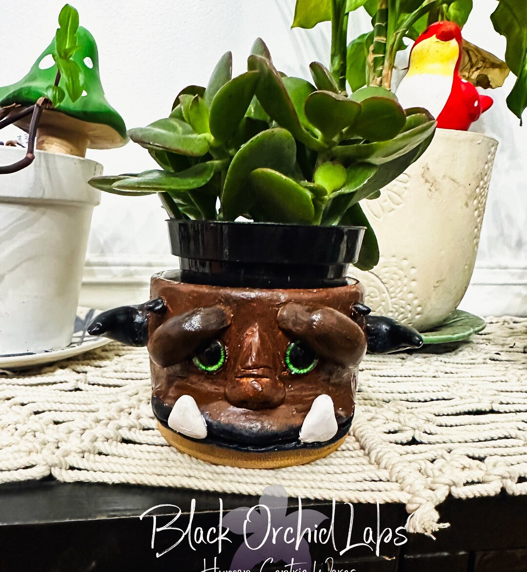 Original Art Clay Flower Pot, Clay Sculpture, Unique Planter, Succulent ...